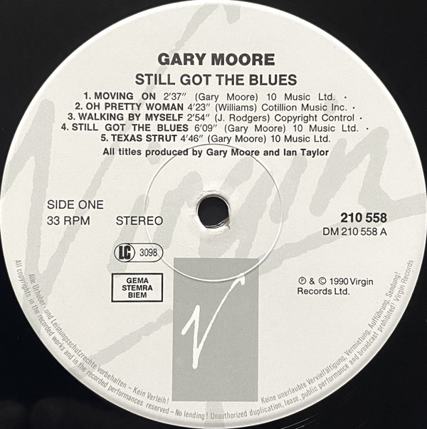 Gary Moore - Still Got The Blues | Virgin (210 558) - Absolute Records Singapore