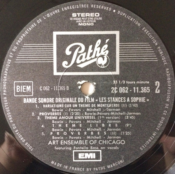 Art Ensemble Of Chicago - Bande Sonore Originale Du Film "Les Stances À ...