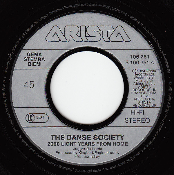 The Danse Society - 2000 Light Years From Home / Heaven Is Waiting ...
