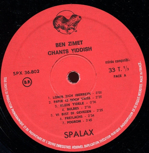 Ben Zimet - Chants Yiddish | Spalax (SPX 36802) - Dizonord